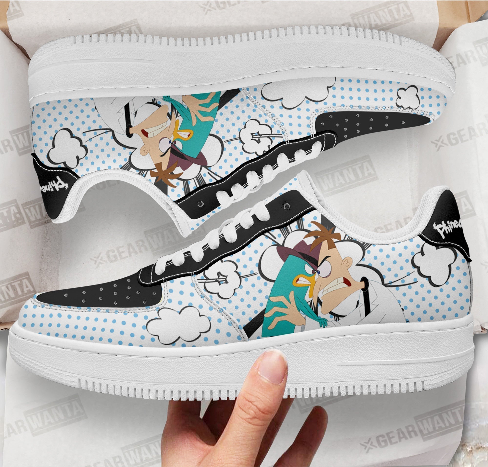 Dr. Heinz Doofenshmirt and Perry Air Sneakers Custom Phineas and Ferb