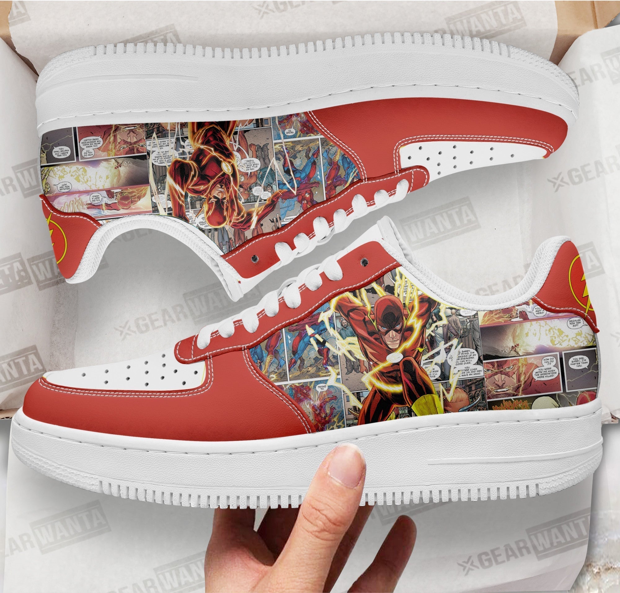 Flash Force Low-Top Leather Sneakers Custom Superhero Comic Shoes