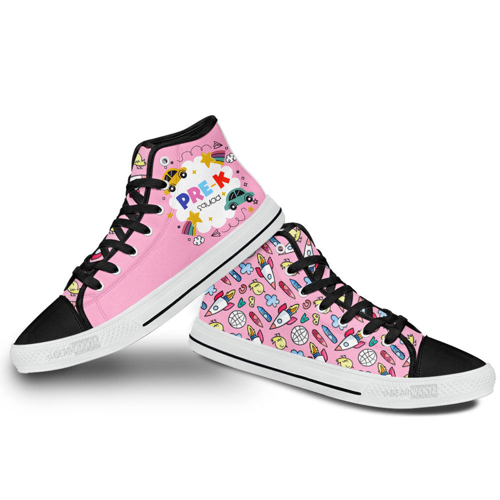 Pre-K Squad Kindergarten Teacher High Top Shoes Custom