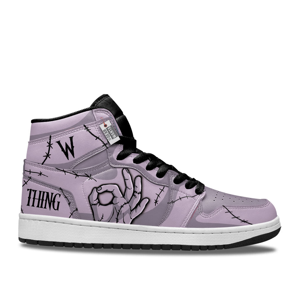 Wednesday Thing Hand High-Top Leather Sneakers Custom