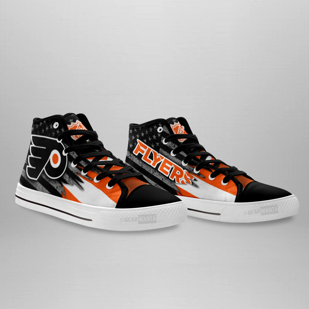 Philadelphia Flyers High Top Shoes Custom American Flag Sneakers – Gear ...