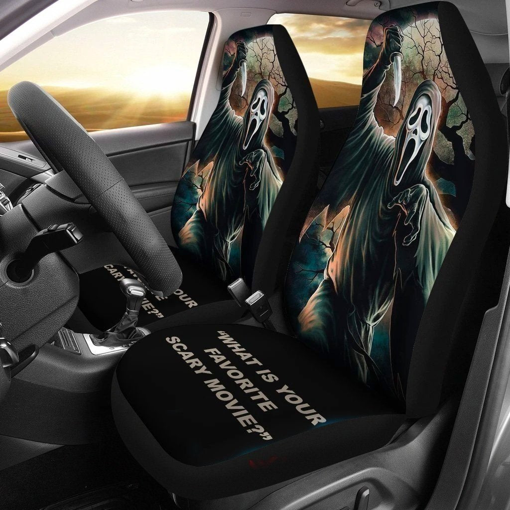 Scream Car Seat Covers Custom Horror Movies Car Decoration Accessories